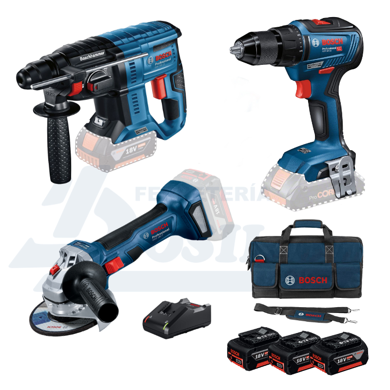 Kit Bosch GSB 18V-55 + GWS 18V-7 + GBH 18V-21