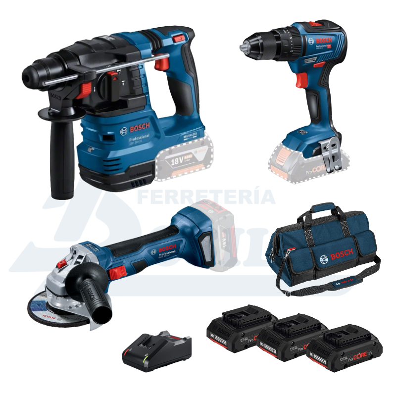 Kit Bosch GSB 18V-55 + GWS 18V-7 + GBH 18V-22